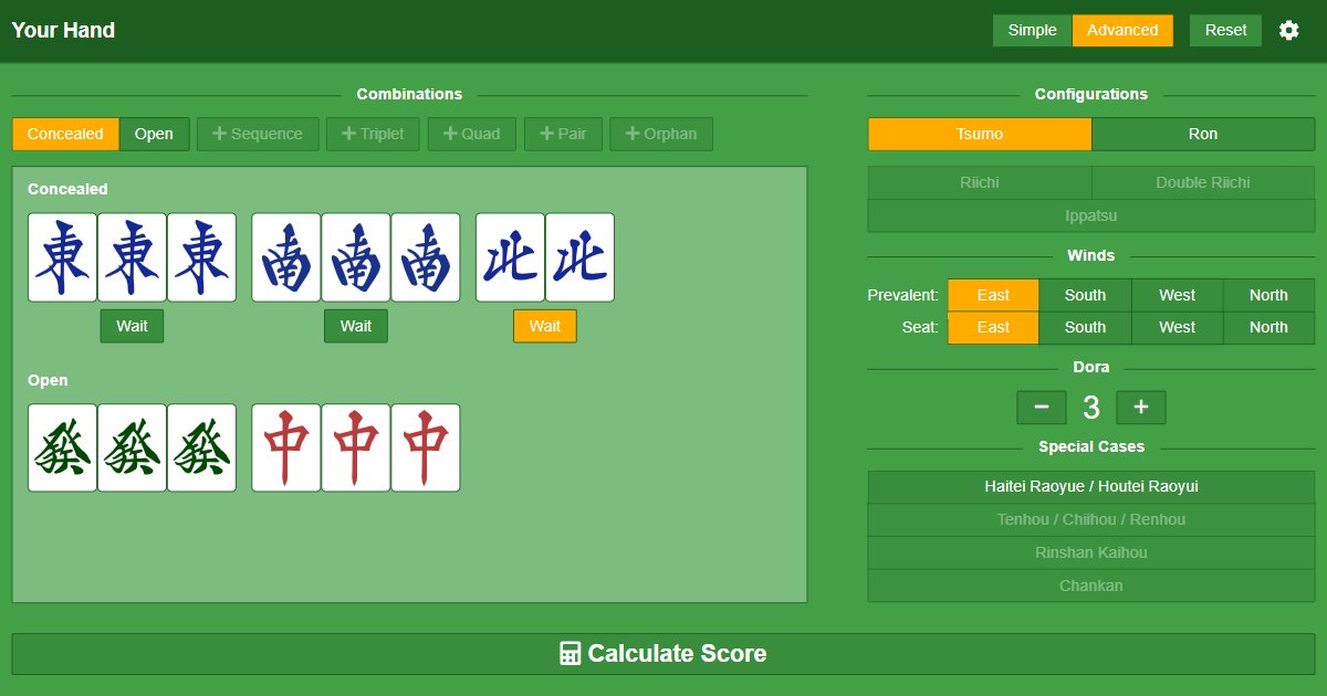 Riichi Mahjong Pointer (beta version)